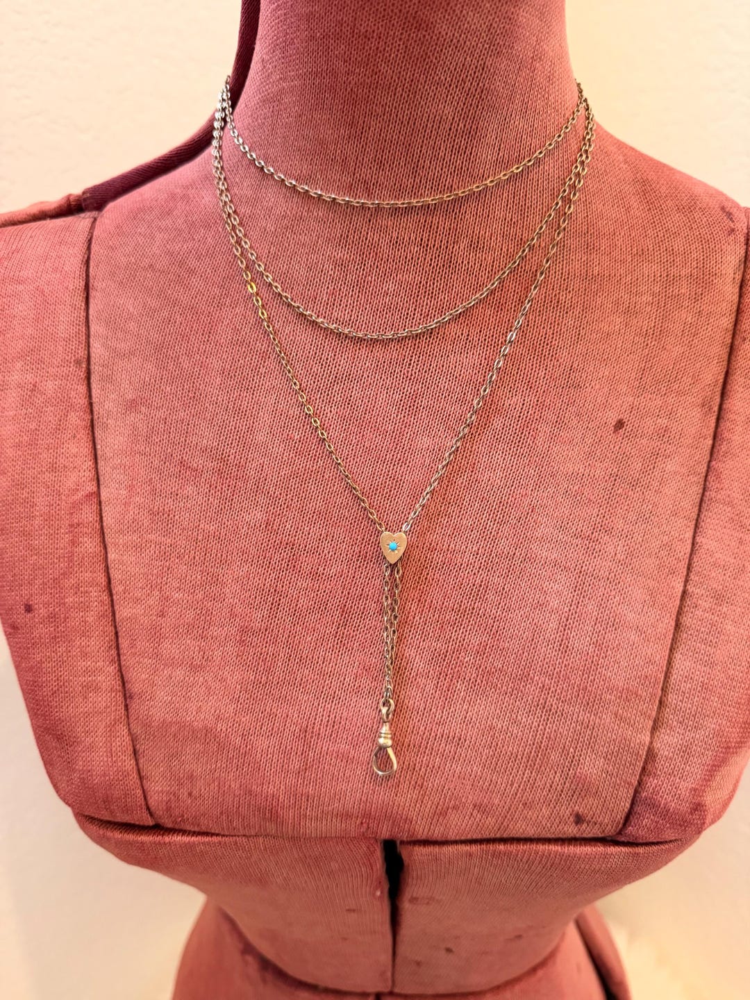 Vintage Victorian Gold Filled Watch Chain Heart Slider Necklace - Etsy