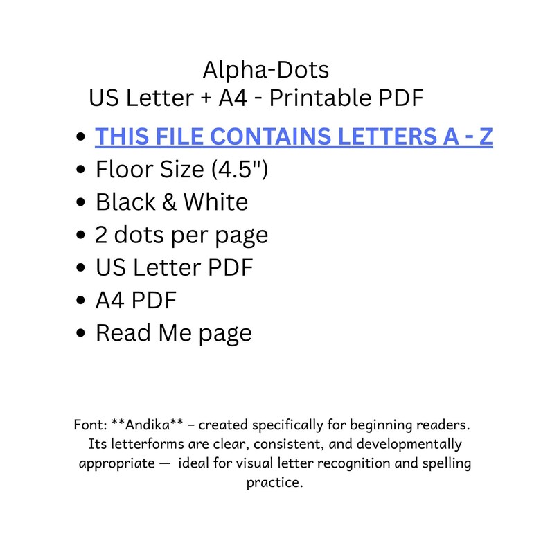 Printable Alphabet Dots A-Z – Early Literacy (US Letter A4 PDF) - Etsy