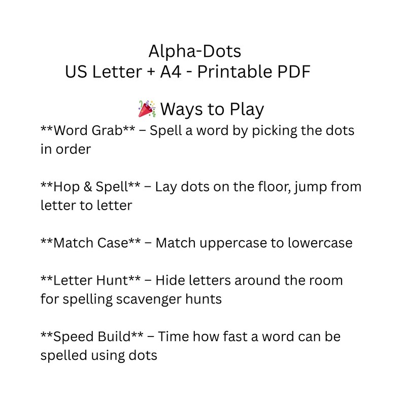 Printable Alphabet Dots A-Z – Early Literacy (US Letter A4 PDF) - Etsy