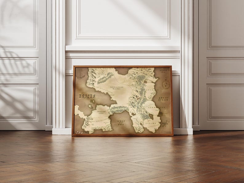 Throne of Glass Map Print: Vintage Erilea, Sarah J. Maas Art (digital ...