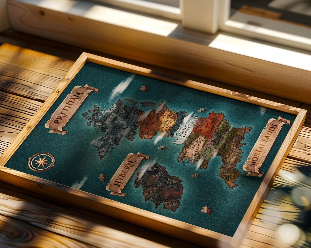 Póster del mapa de Prythian de ACOTAR: Arte mural de los reinos de las ...