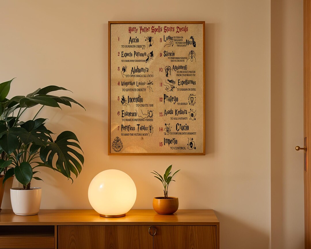 Wizarding Spells Poster – Harry Potter Inspired Magic Wall Decal ...