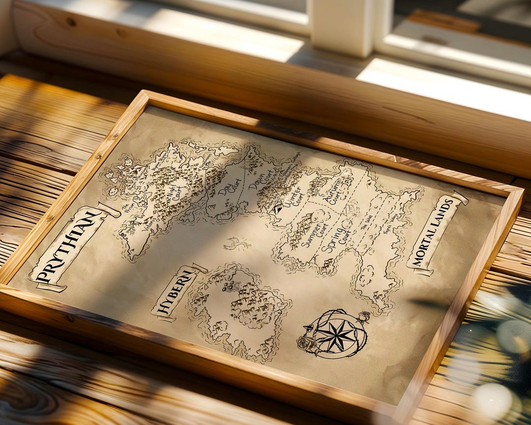 Prythian Map Poster | ACOTAR Fantasy World Art Print | Night Court ...