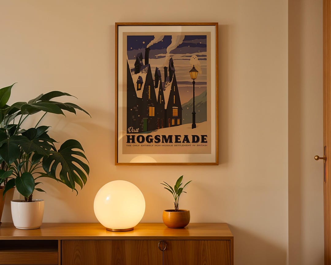 Hogsmeade Winter Village Print – Magical Wizarding World Snowy Street ...