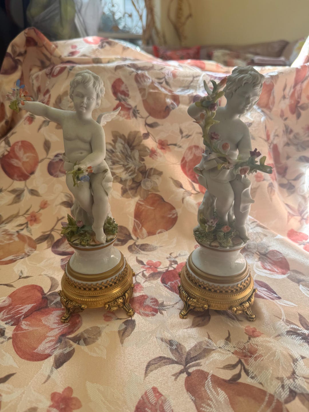 Pair of Porcelain Capodimonte Cherubs 20th Century Polychrome Putti ...