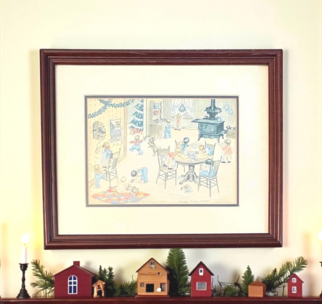 Vintage Peggy Dickey Lithograph- Signed & Numbered, Christmas Cookies ...