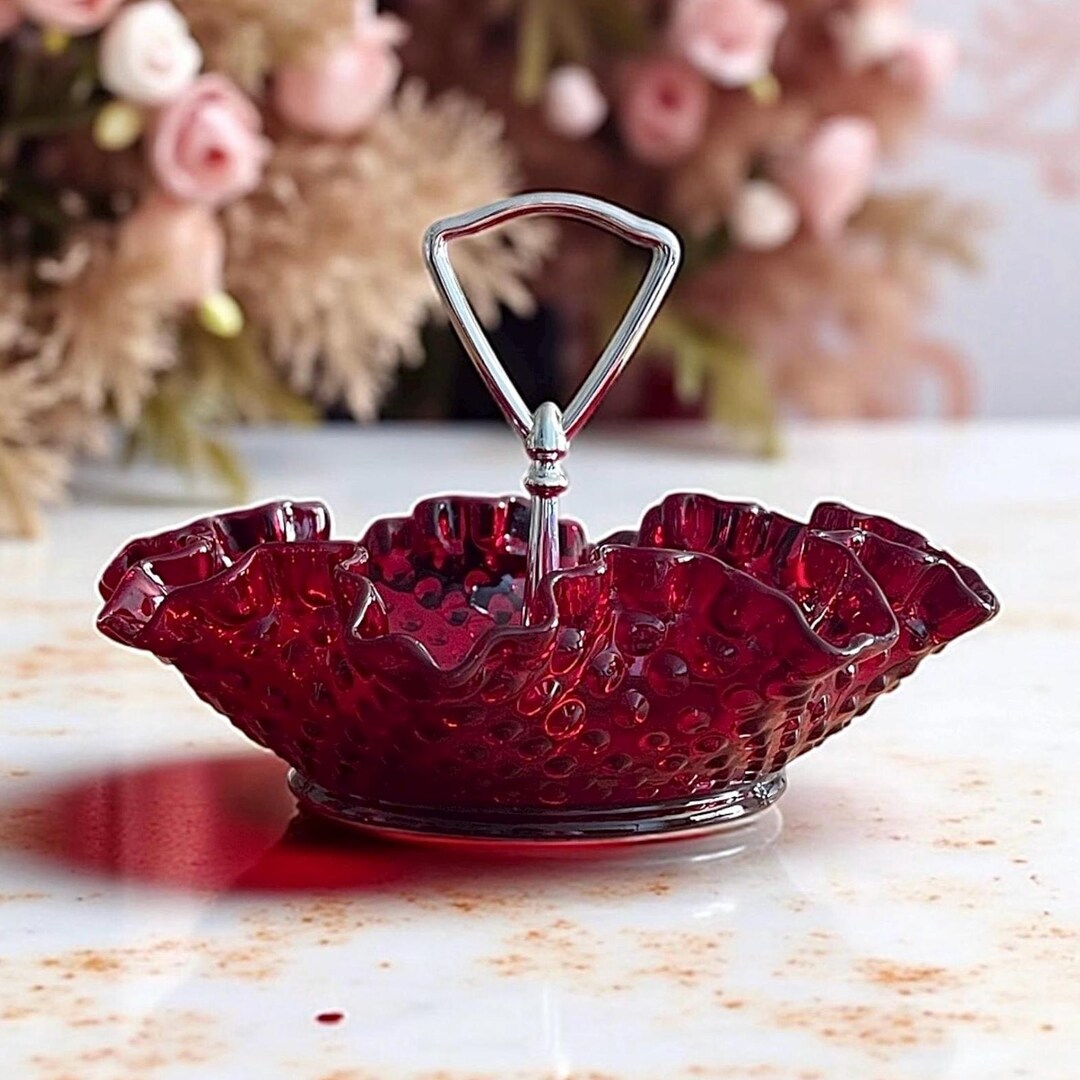 Vintage Fenton Ruby Red Hobnail Candy Dish: Christmas Decor - Etsy