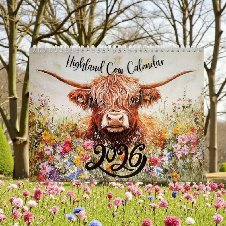 2026 Highland Cow Calendar: Fluffy Scottish Cattle Wall Planner - Etsy UK