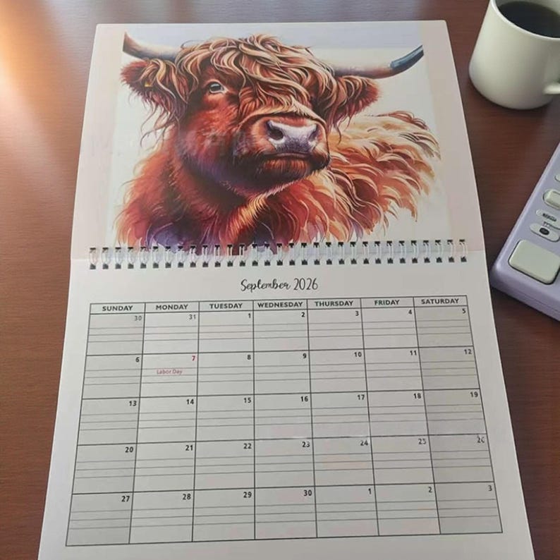 Highland Cow Calendar 2026: Funny Farmhouse Gift - Etsy