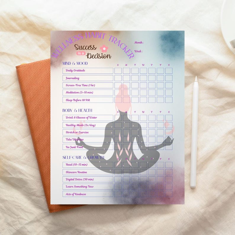 Wellness Habit Tracker Printable | Self-care, Growth Journal PDF ...