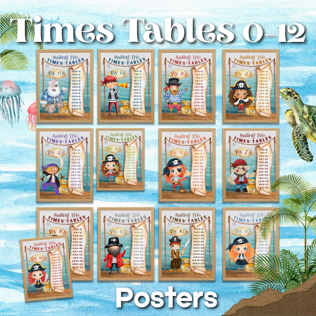 Pirate Multiplication Table Posters 0-12: Educational Math Art (PDF) - Etsy