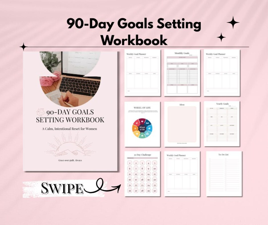 90-day Goals Setting Workbook, Personal Development Planner, Goal ...