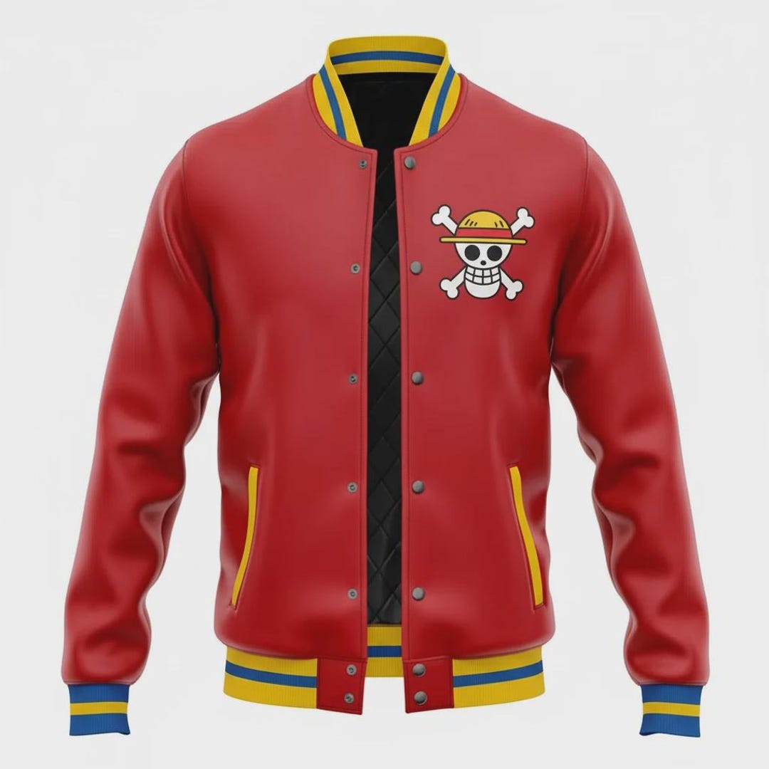 One Piece Varsity Jacket: Monkey D. Luffy Anime Inspired Faux Leather ...