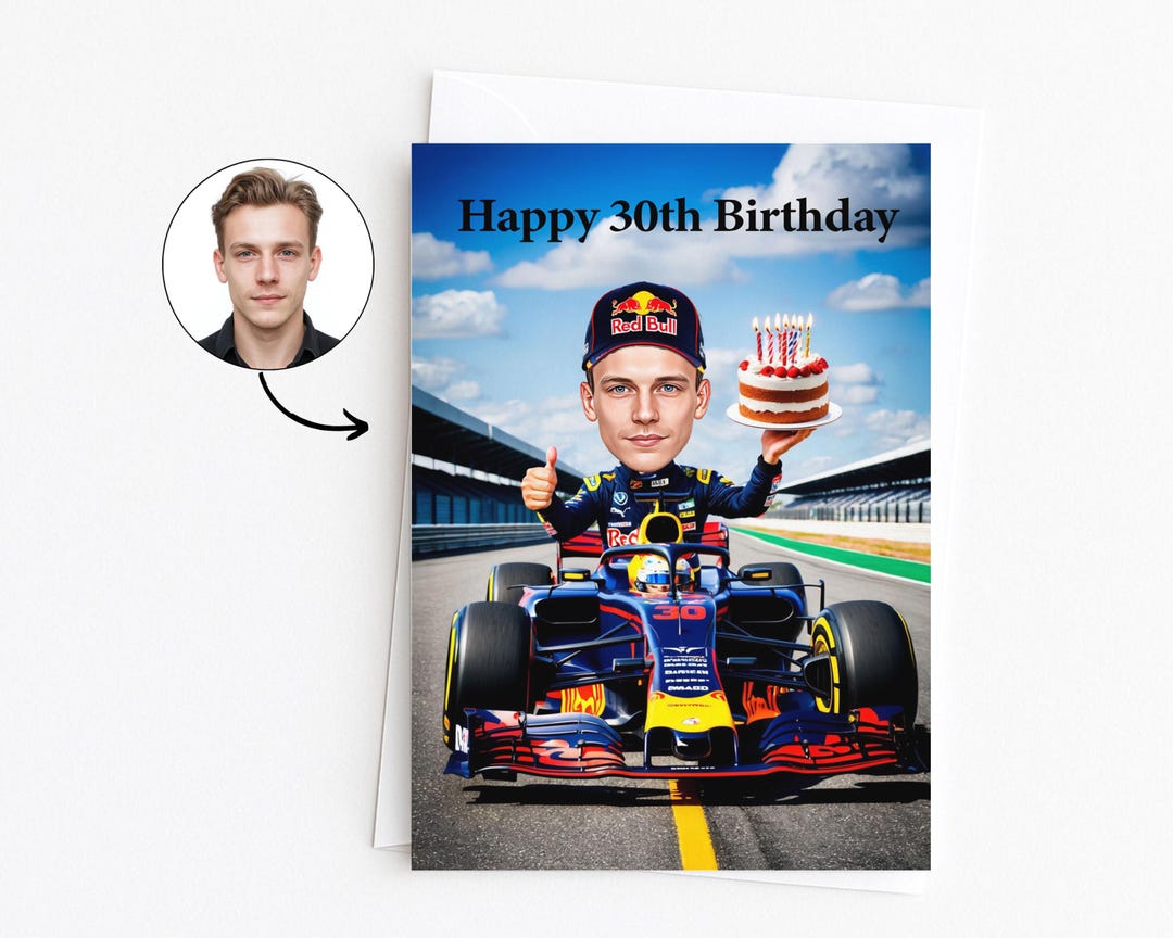 Custom Formula 1 Greeting Card for 30th Birthday, F1 Fan Gift ...