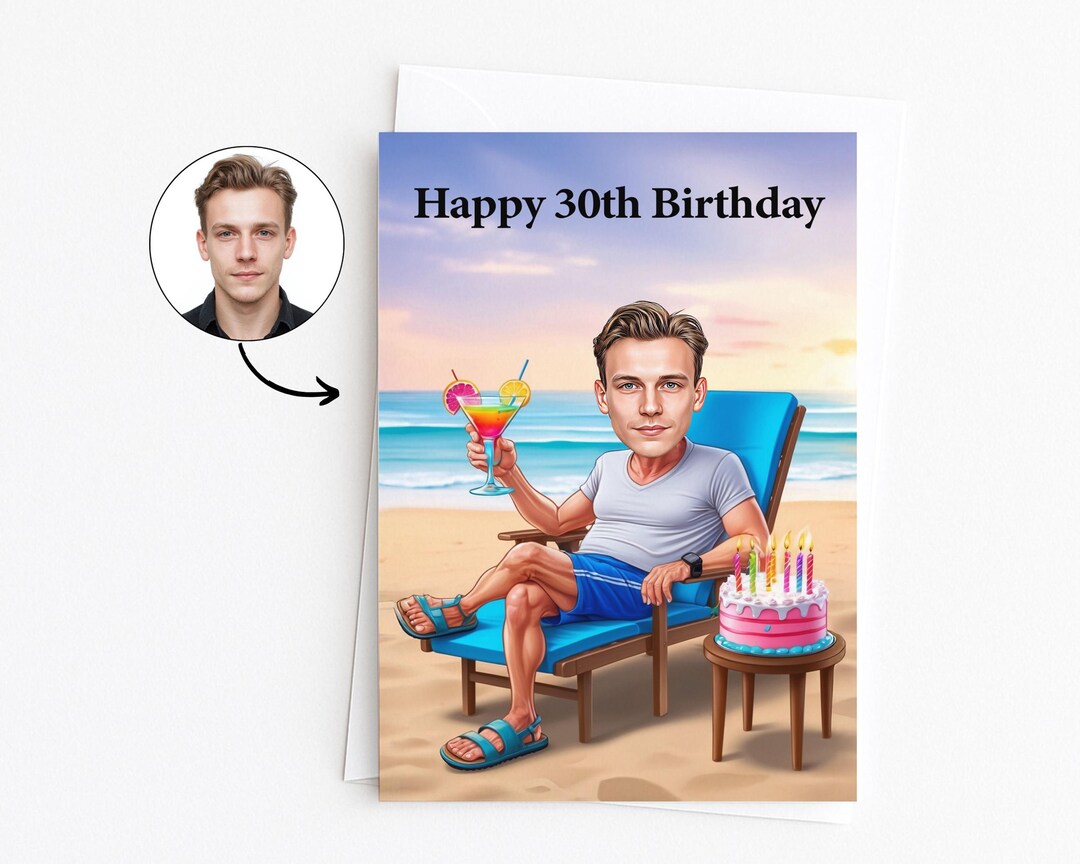 Custom Greeting Card for 30th Birthday, 30th Anniversary, Caricature ...