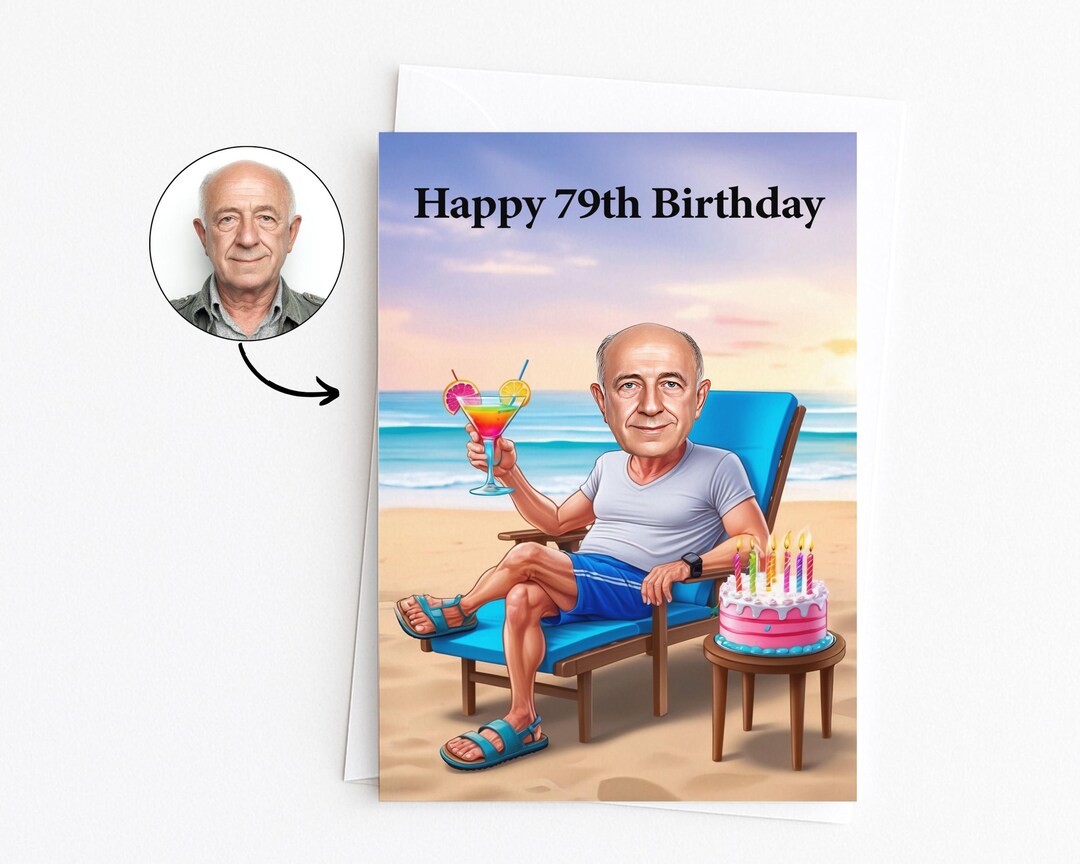 Custom Greeting Card for 79th Birthday, 79th Anniversary, Caricature ...