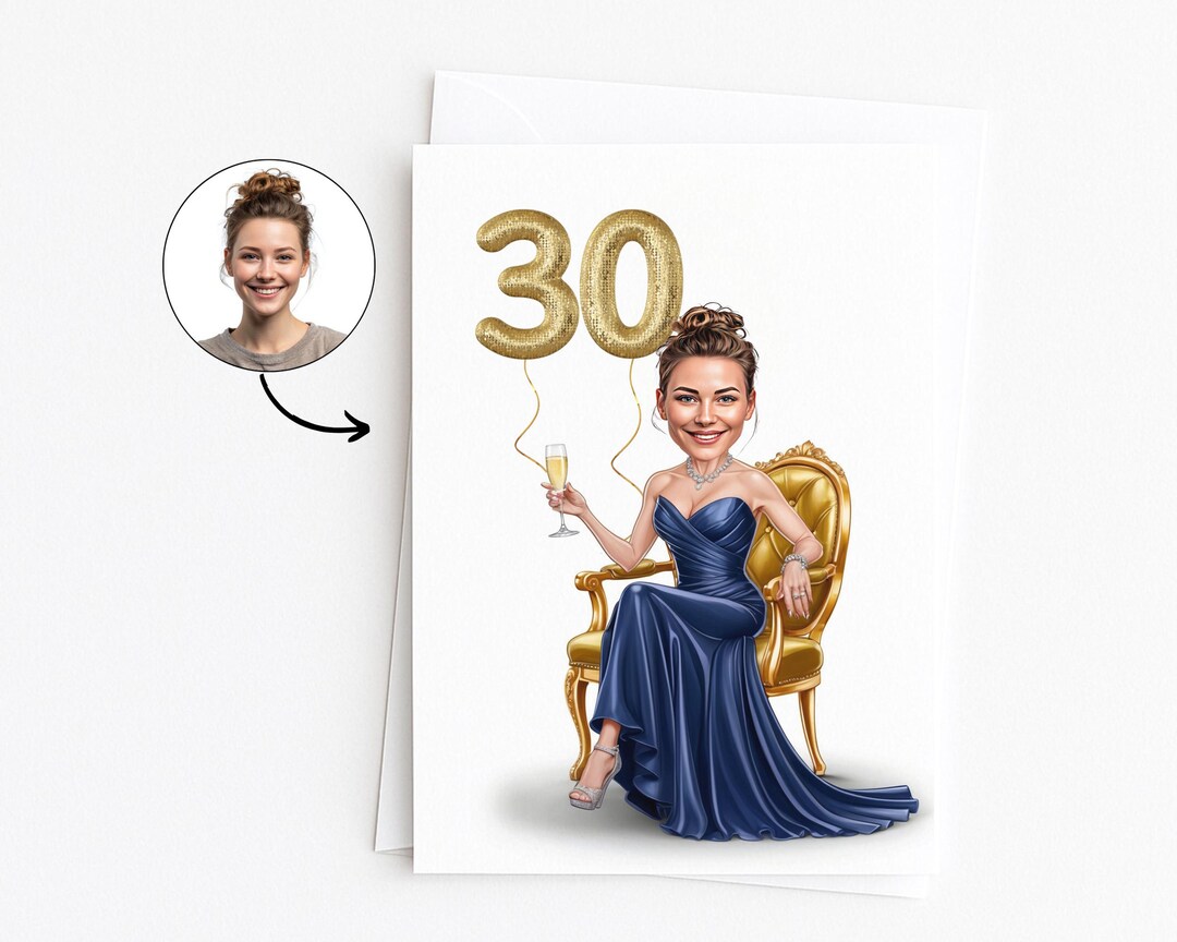 Custom Greeting Card for 30th Birthday, 30th Anniversary, Caricature ...
