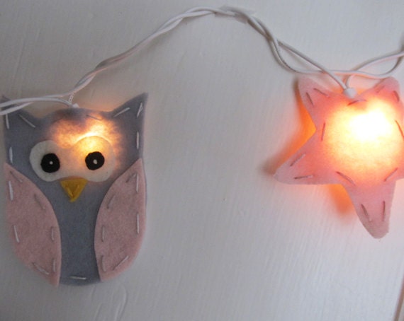 Nursery Night Light Owl & Star String Lights/nightlight - Etsy