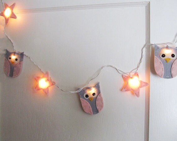 Nursery Night Light Owl & Star String Lights/nightlight - Etsy