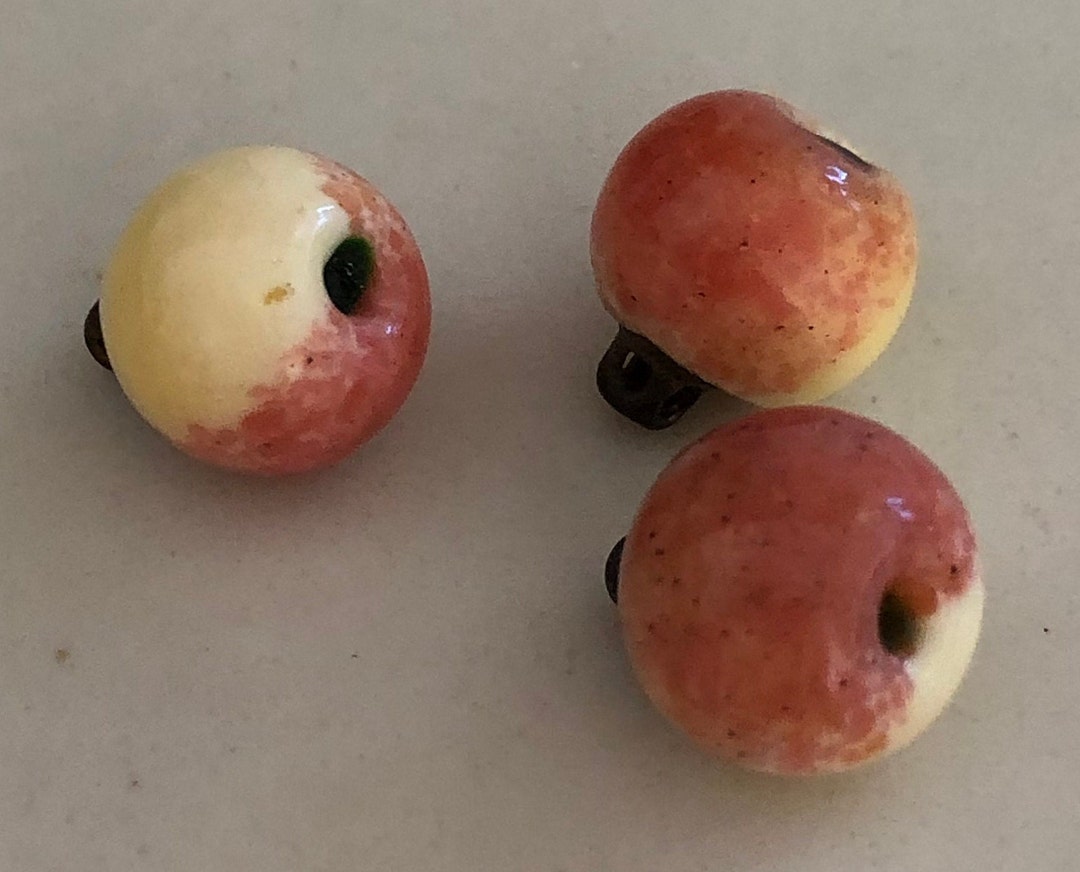 Buttons Realistic Fruit 3 / Glass PEACHES / Box Shank - Etsy