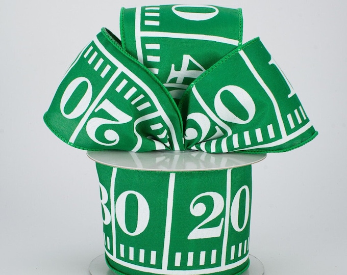 2.5" Green Football Field Marker Ribbon -10 Yards, Team Ribbon, Wired ...
