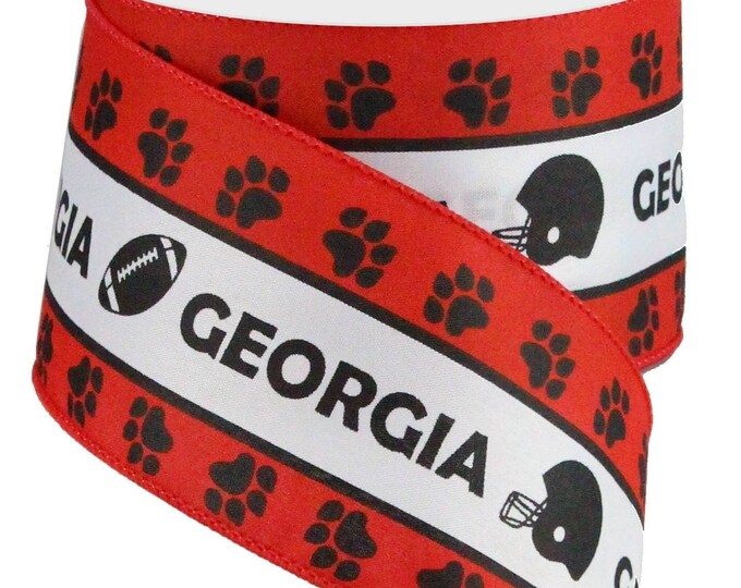 2.5 Georgia Paw Print Football Helmet Black & Red Wired - Etsy