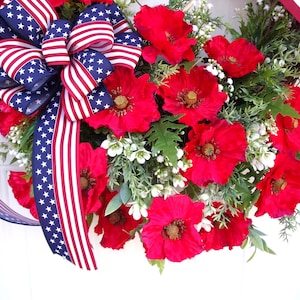 Poppy Patriotic Wreath: Americana Flag Decor, Memorial Day - Etsy