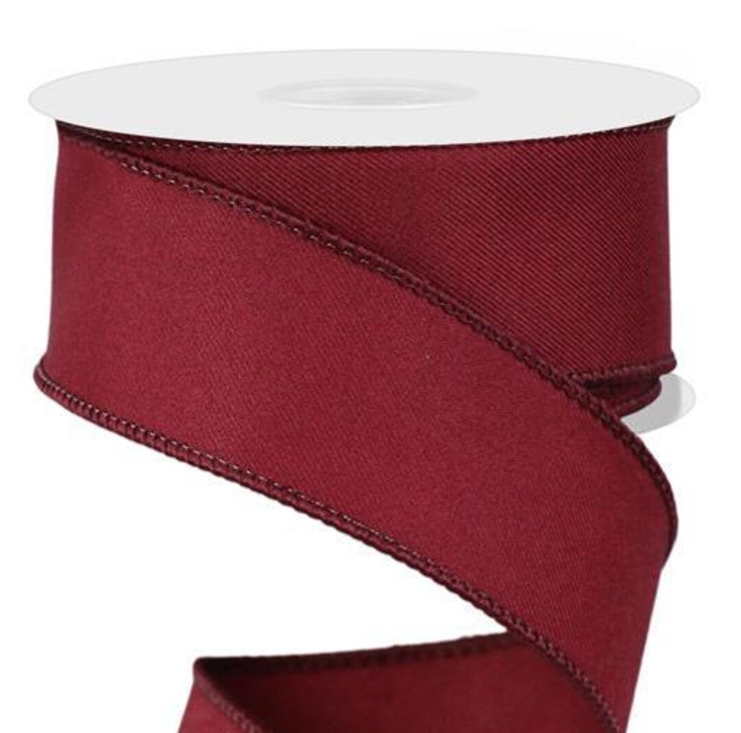 Wine Diagonal Weave Fabric Wired Ribbon, 1.5" X 10 Yds, Christmas, Any ...