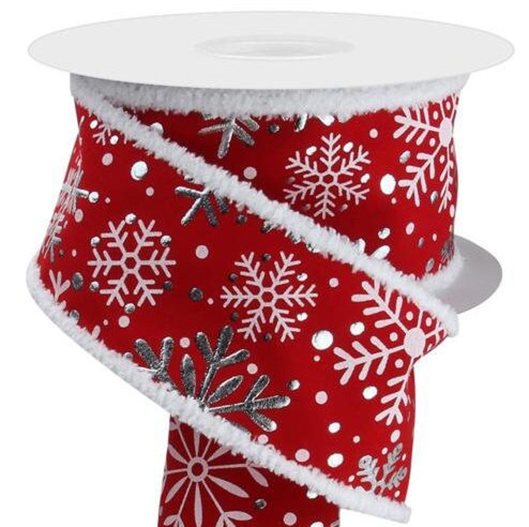 Multi Snowflakes/velvet Drift Edge Wired Ribbon 2.5x - Etsy