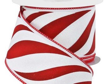 2.5 X 10yds. Red Deluxe Velvet Wired Ribbon With Green Satin Backing ...