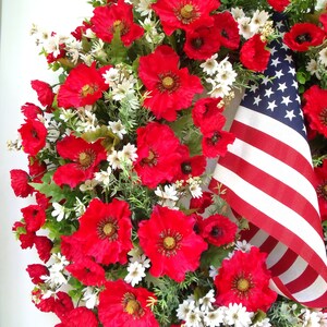 Patriotic Poppy Wreath Memorial Day Wreath 28 Summer - Etsy