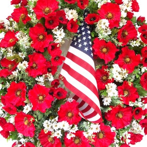 Patriotic Poppy Wreath Memorial Day Wreath 28 Summer - Etsy