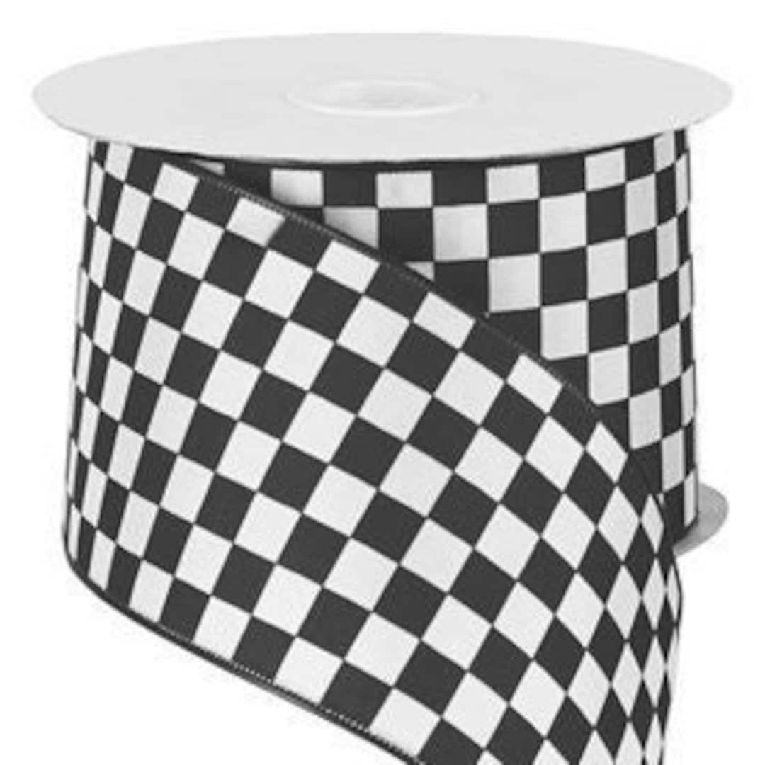 Black and White Mini Check Wired Ribbon, 10 Yards, 2.5 Any Season ...