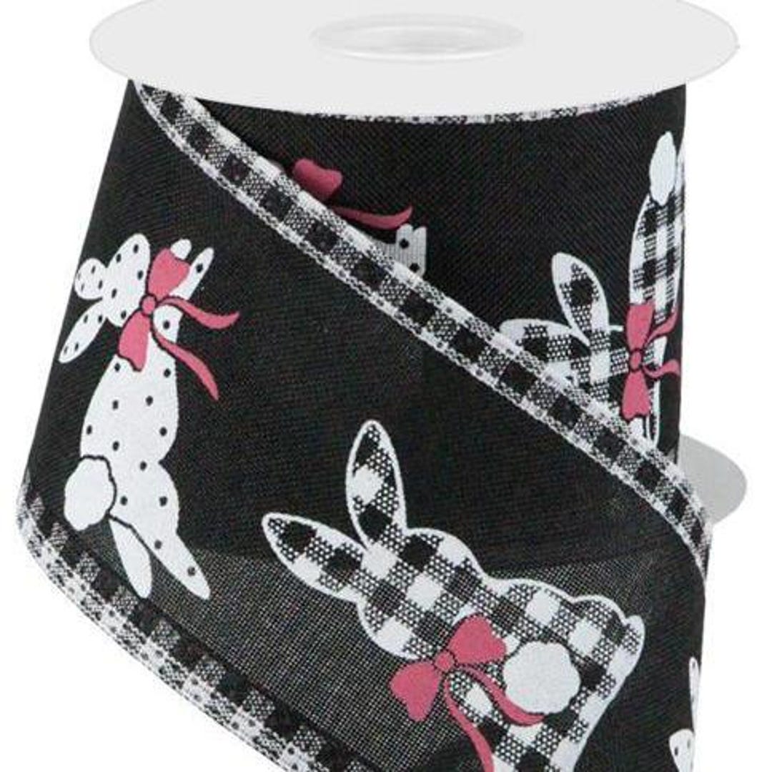 Easter Bunny Ribbon: 2.5" Black Wired Gingham Edge, 10 Yards - Etsy