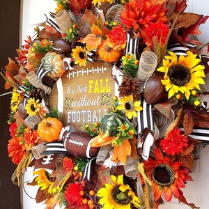 Fall & Football Wreath, 26 Front Door Autumn Wall Wreath, Football Apt ...