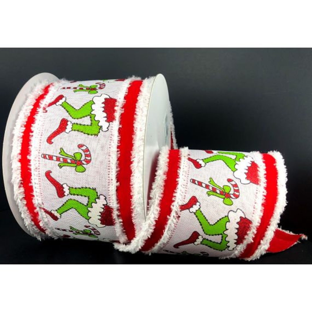 4 X 10yd Wired Green Monster Legs / Candy Canes W/ Red - Etsy