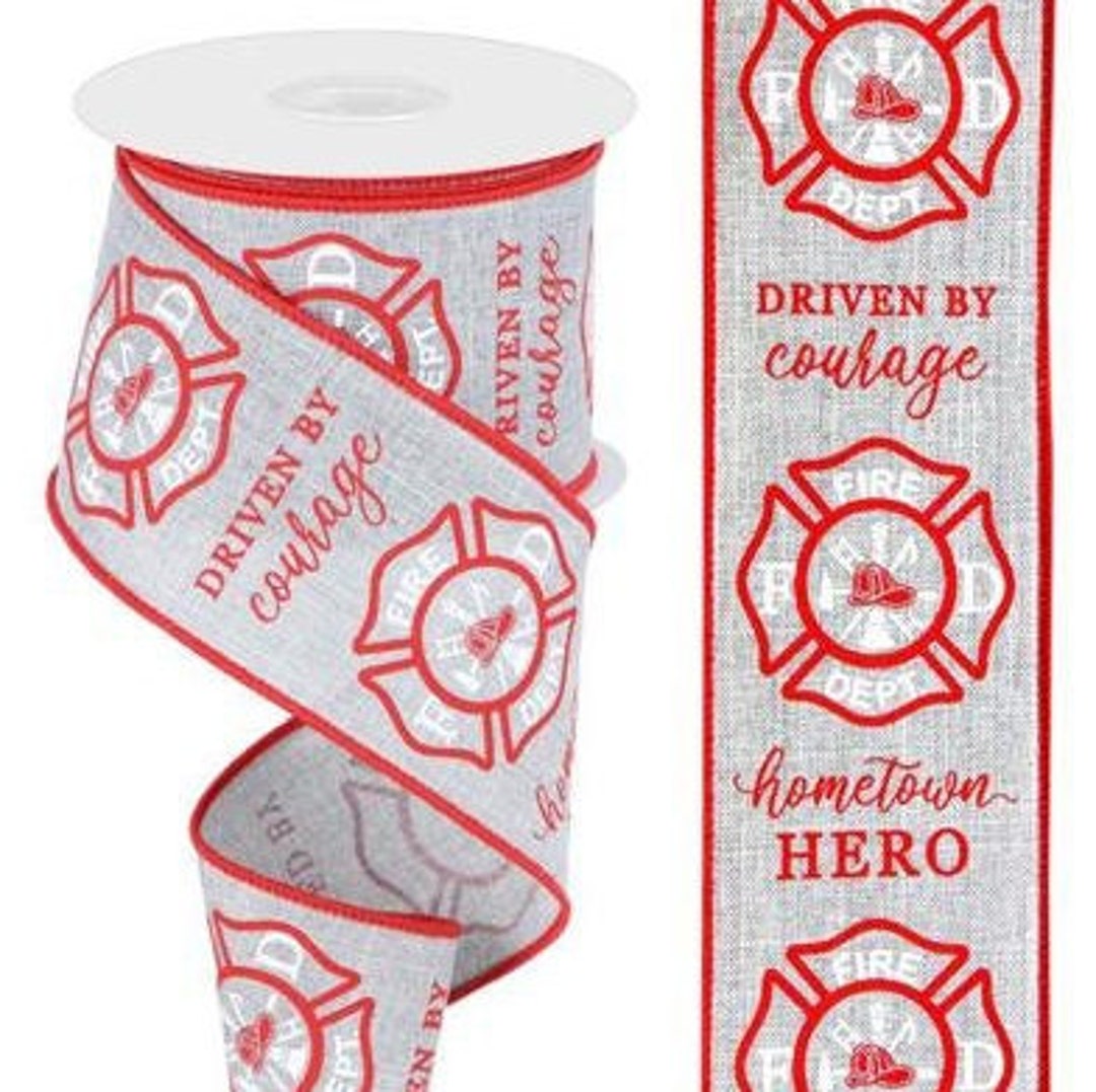 2.5" Lt Gray/red Firefighter Ribbon, Fireman Ribbon, Badge Hero Ribbon ...