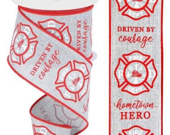 2.5" Lt Gray/red Firefighter Ribbon, Fireman Ribbon, Badge Hero Ribbon ...