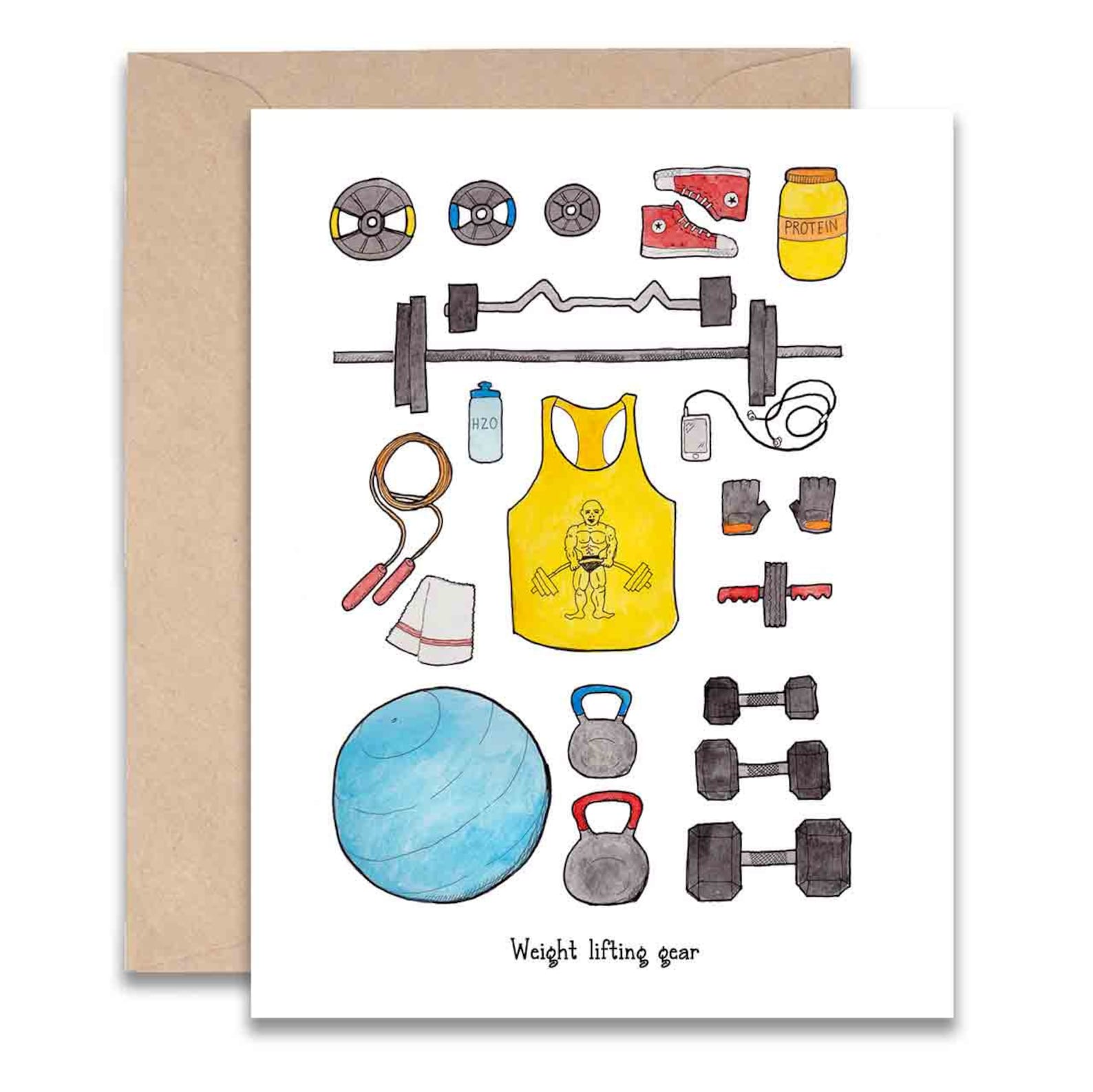 Weightlifting Gear Card - 4x5 Blank - Etsy