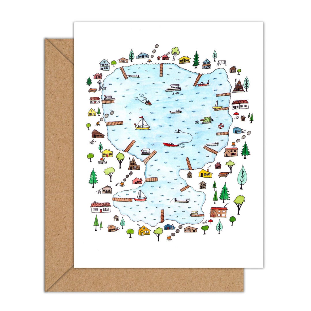 Summer Lake Card - 4x5 Blank - Etsy