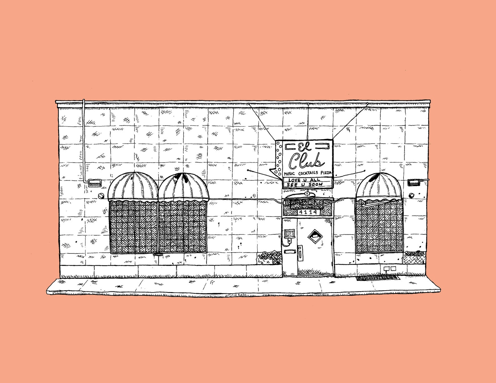 El Club Detroit Print. - Etsy