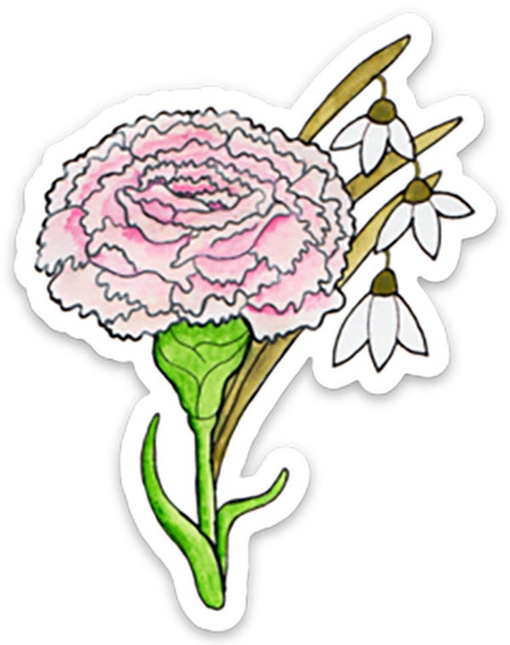 Stickers Carnation Flower Sticker Stickers, Labels & Tags Paper etna.com.pe