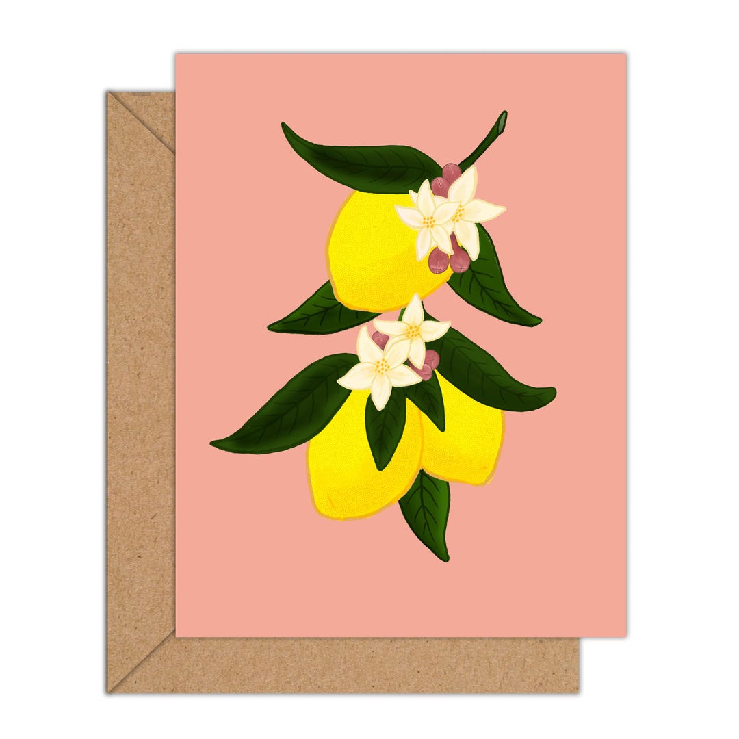 Lemons Card - 4x5 Blank - Etsy