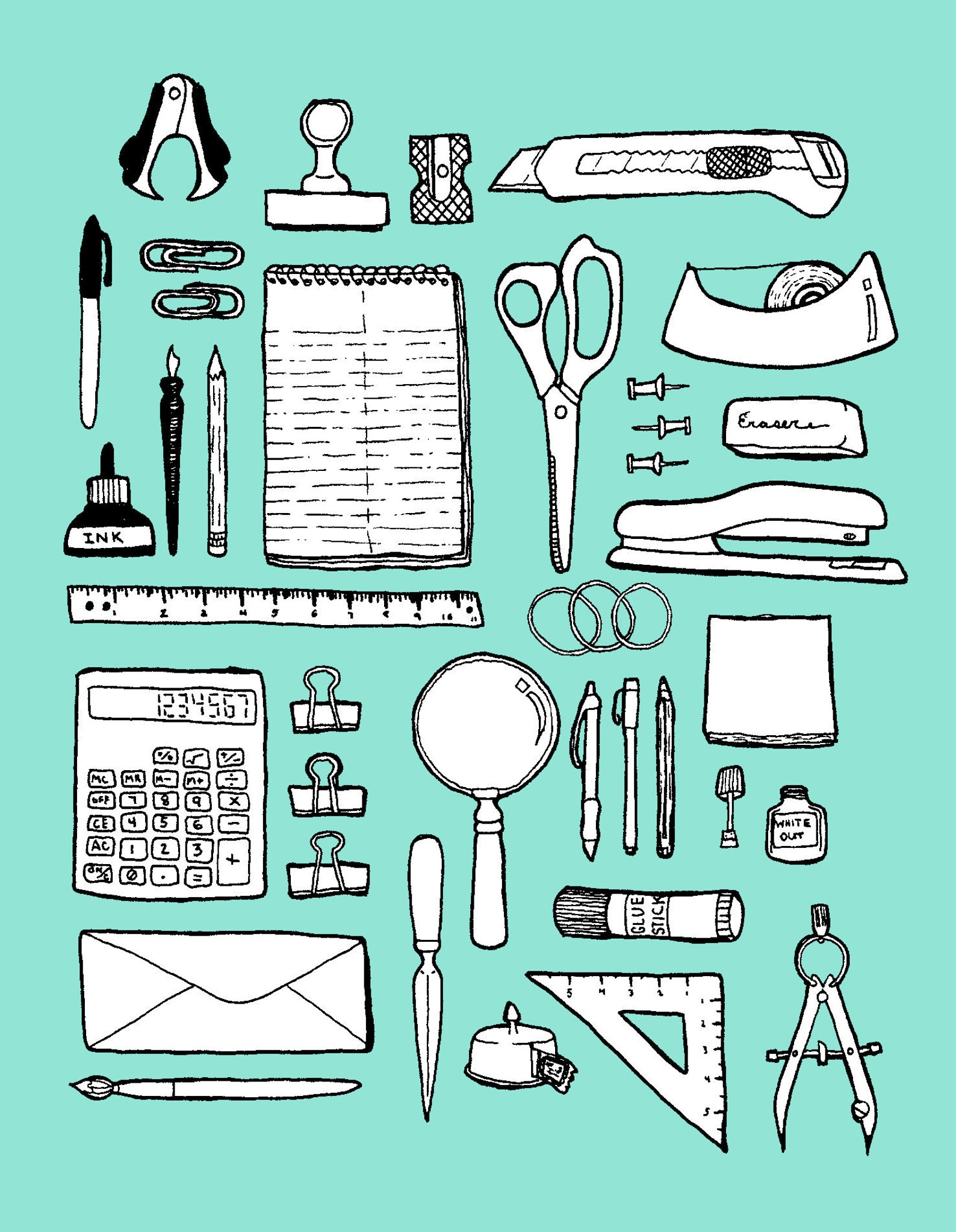 Office Supplies Illustration | Etsy