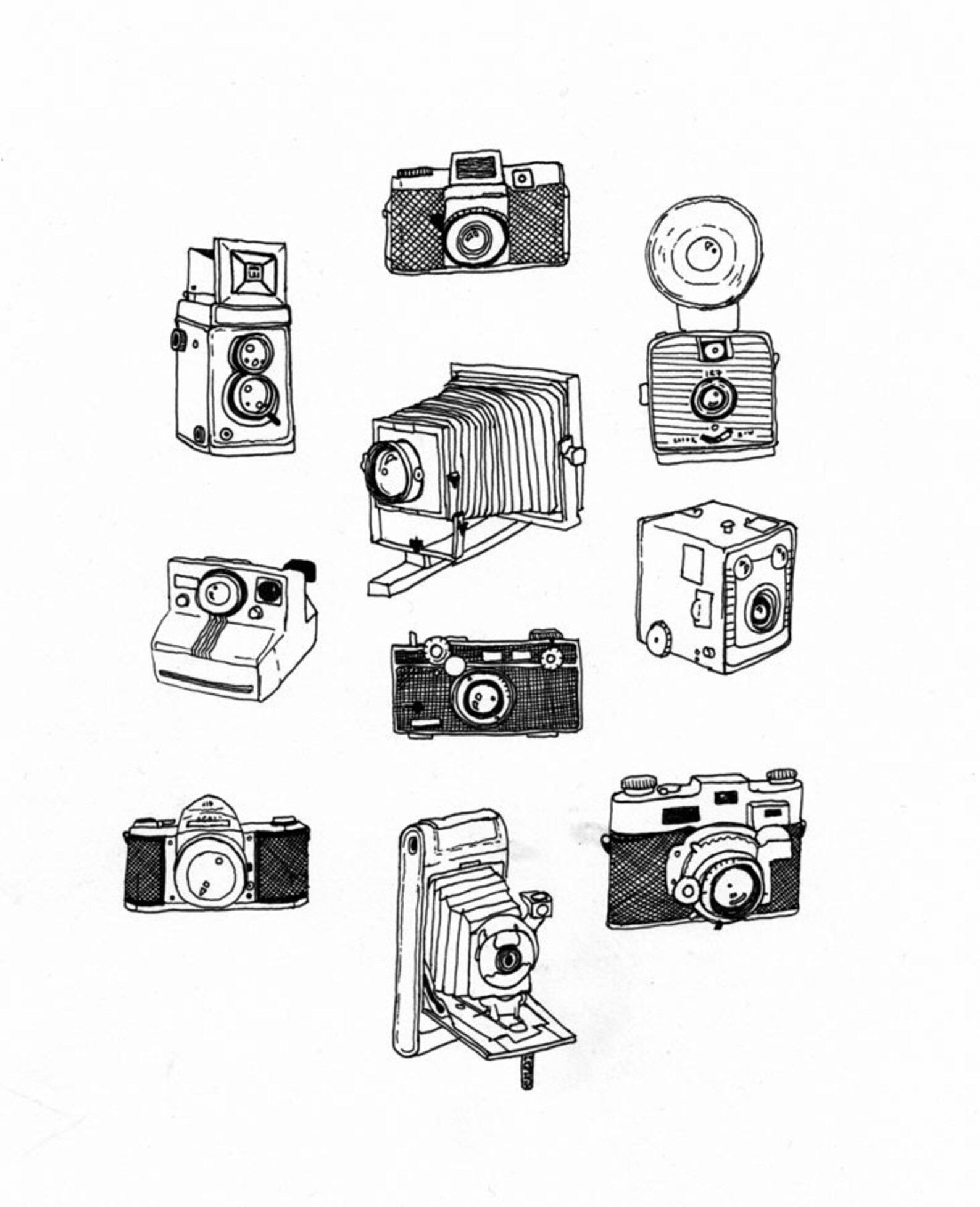 Pen and Ink Vintage Camera Drawing - Etsy