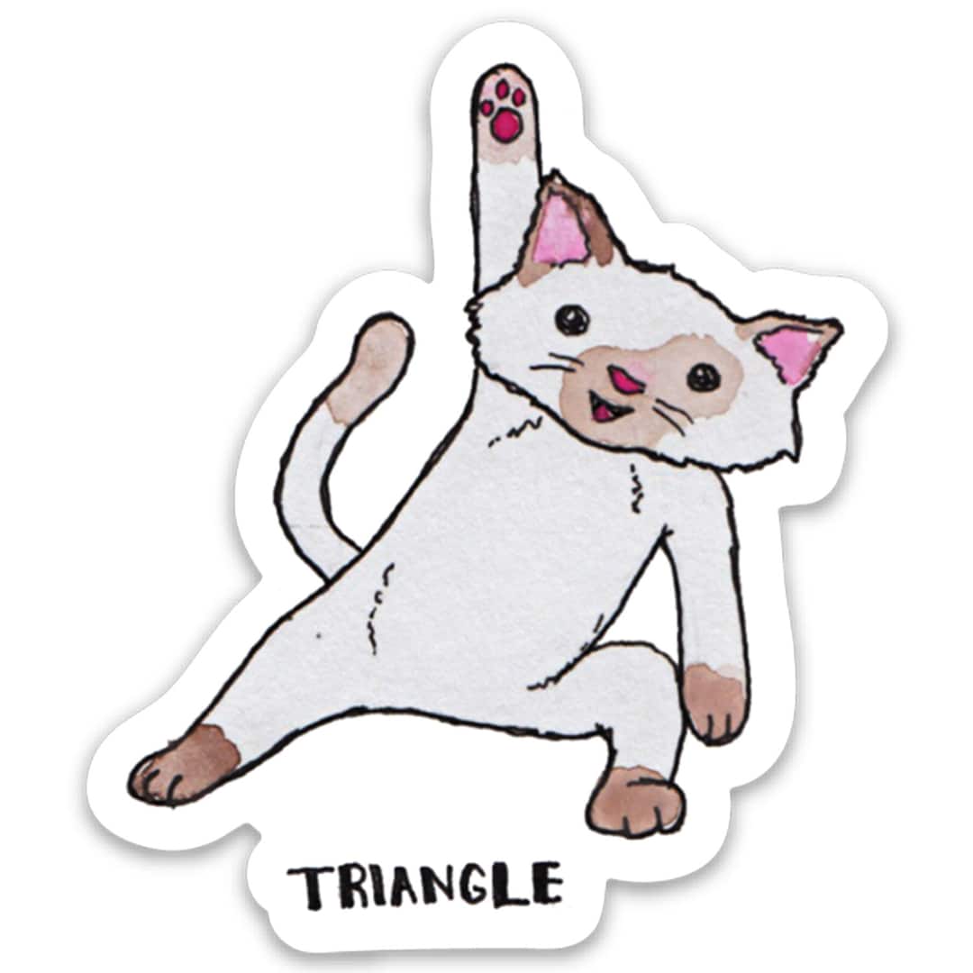 Yoga Triangle Pose Cat Vinyl Sticker - Etsy