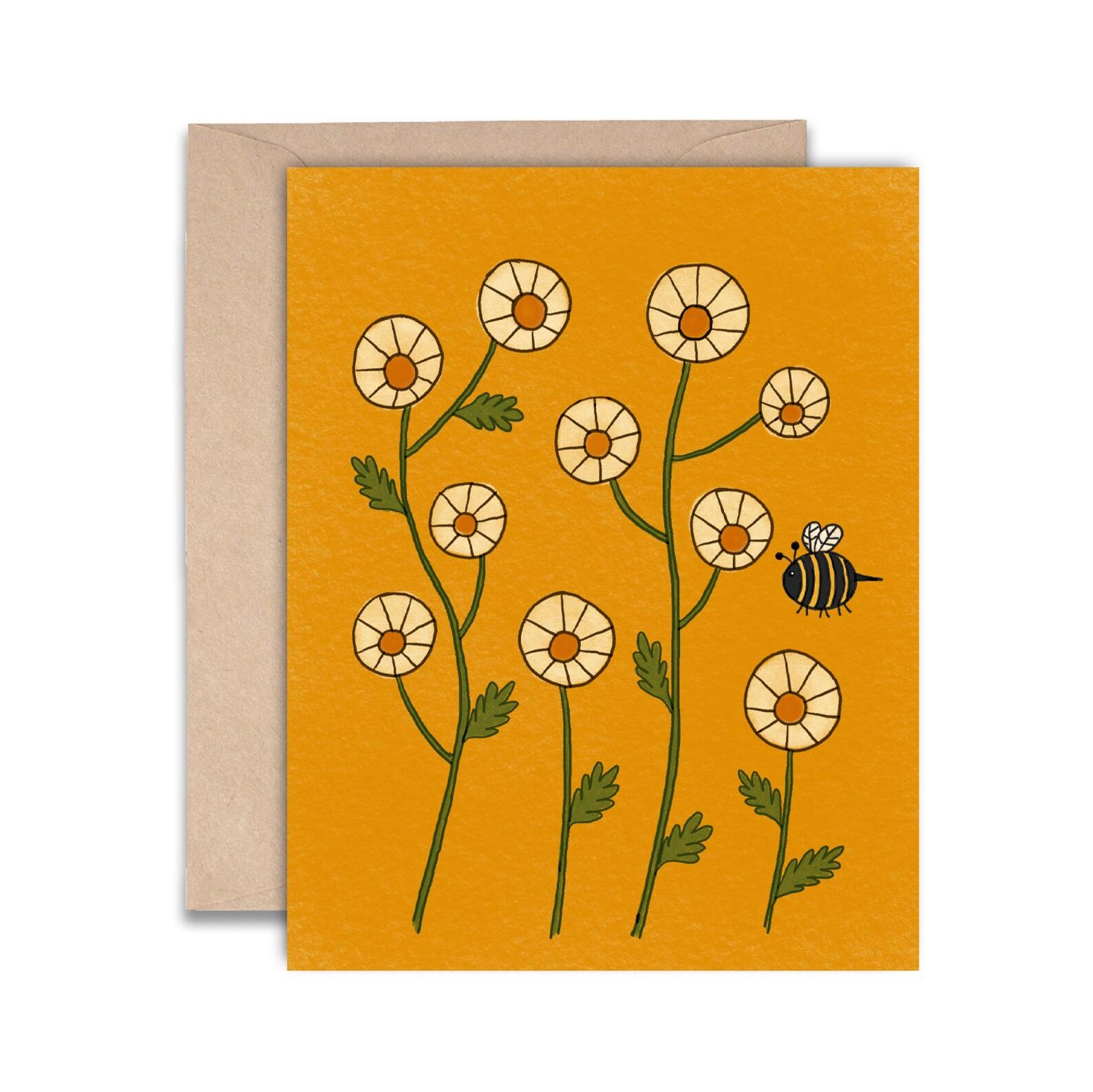 Daisies + Bee Card - 4x5 Blank - Etsy
