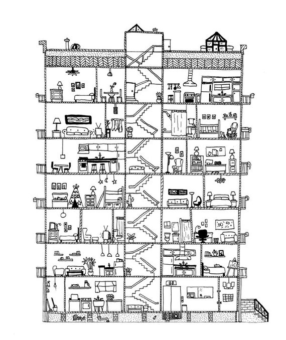 Apartment Cross Section Print - Etsy