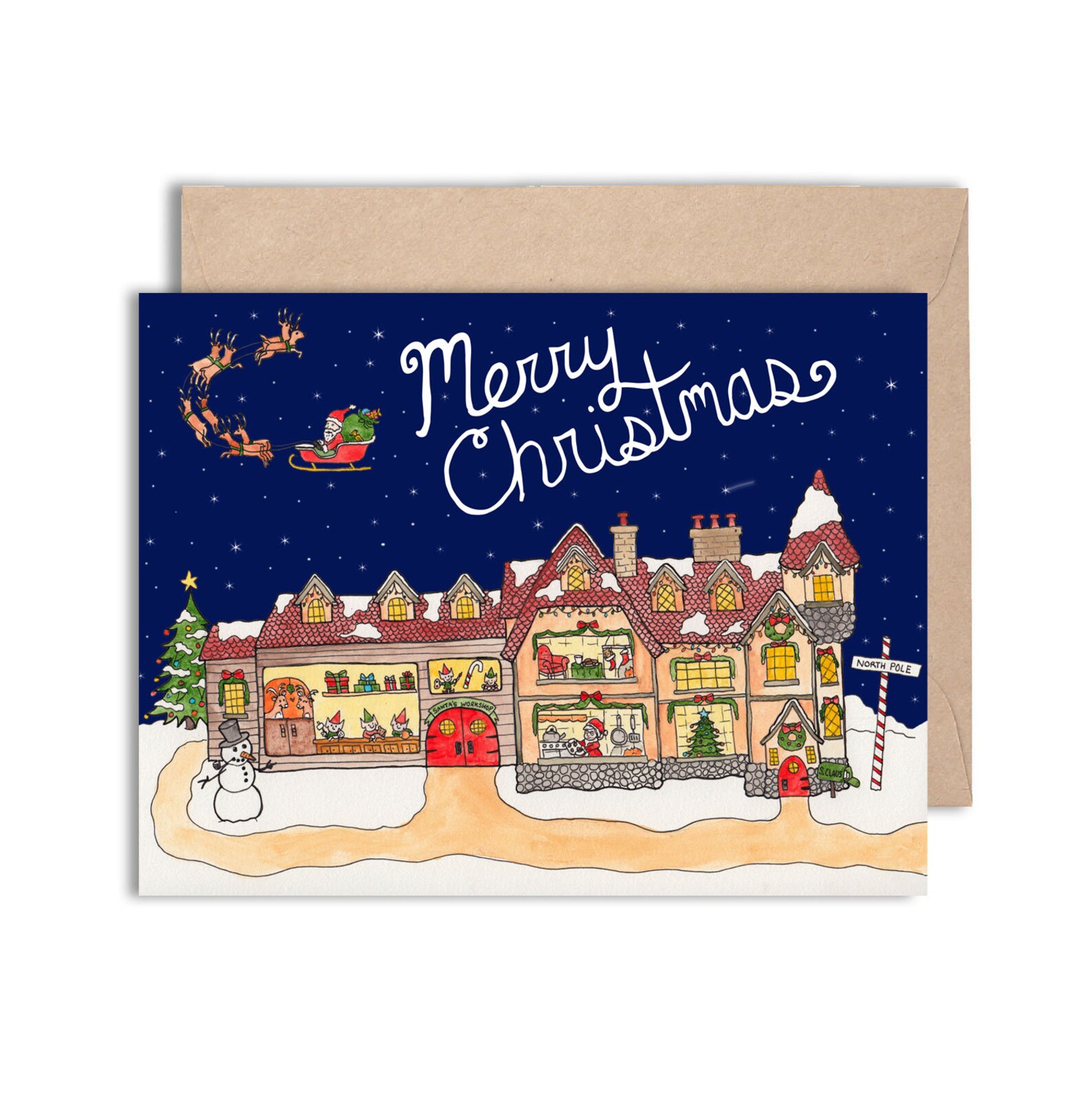 Merry Christmas Card - Etsy
