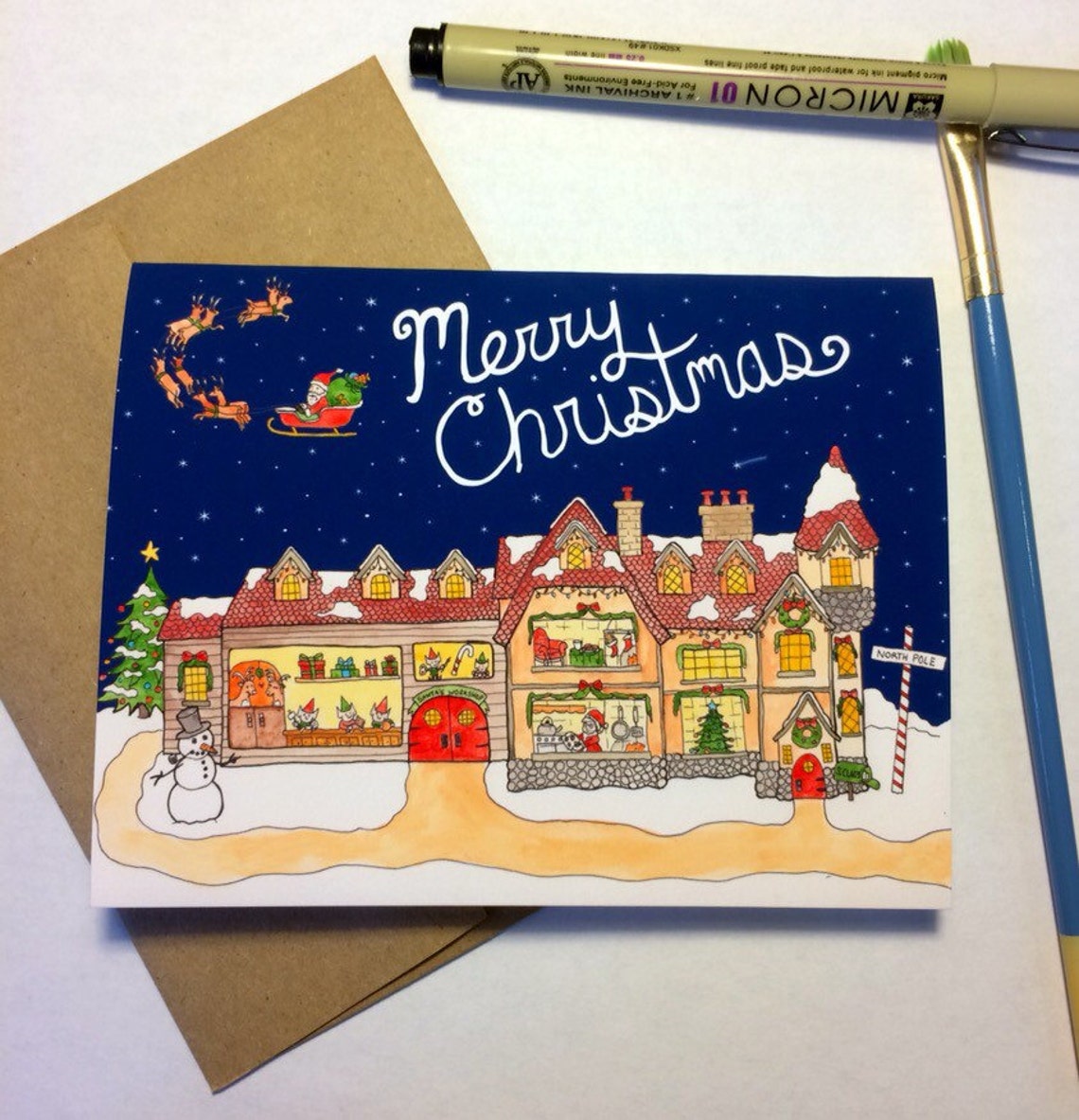 Merry Christmas Card - Etsy